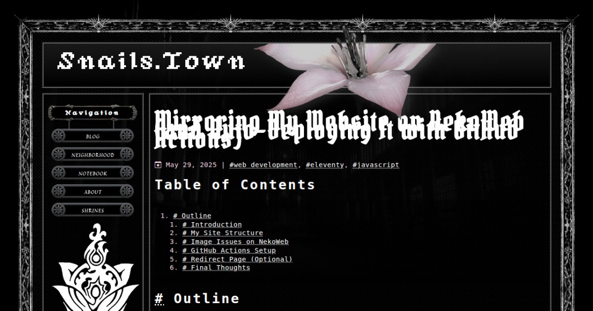 Snails | Mirroring My Website on NekoWeb (and Auto-Deploying It with GitHub Actions)