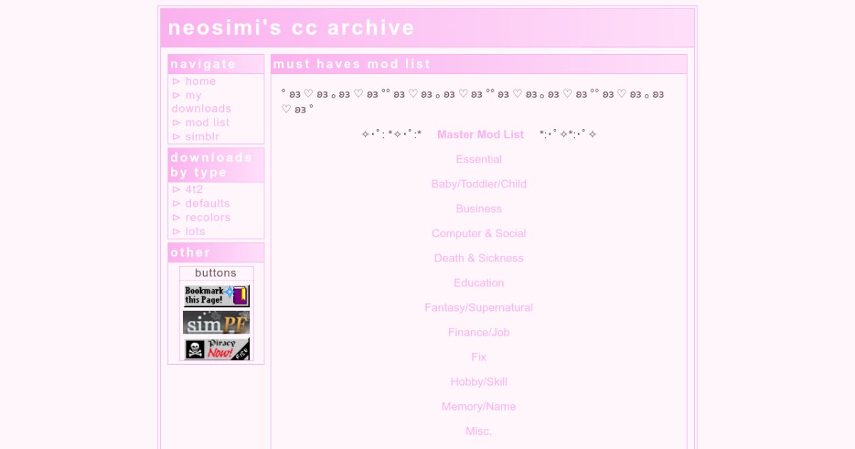 mod list directory ♡