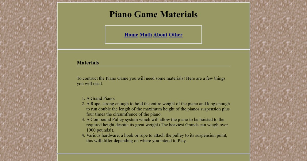 The web site of pianogame