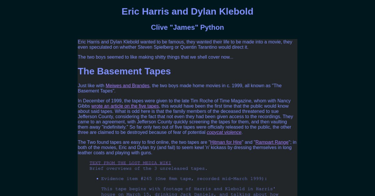 Eric Harris and Dylan Klebold | OWLMAN