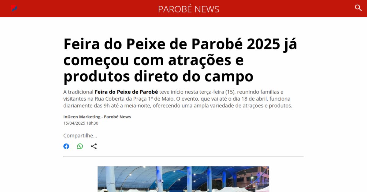 Feira do Peixe de Parobé 2025 já começou com atrações e produtos direto ...