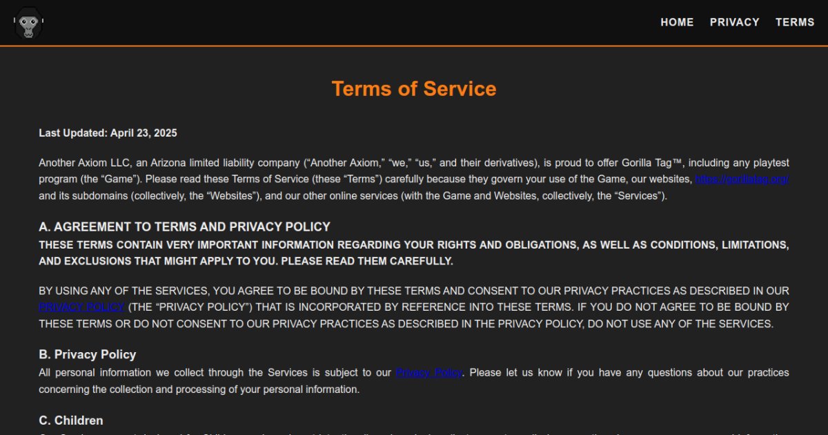 Terms of Service - Gorilla Tag