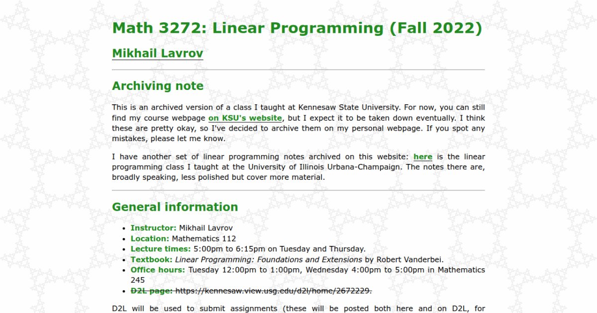 Math 3272: Linear Programming