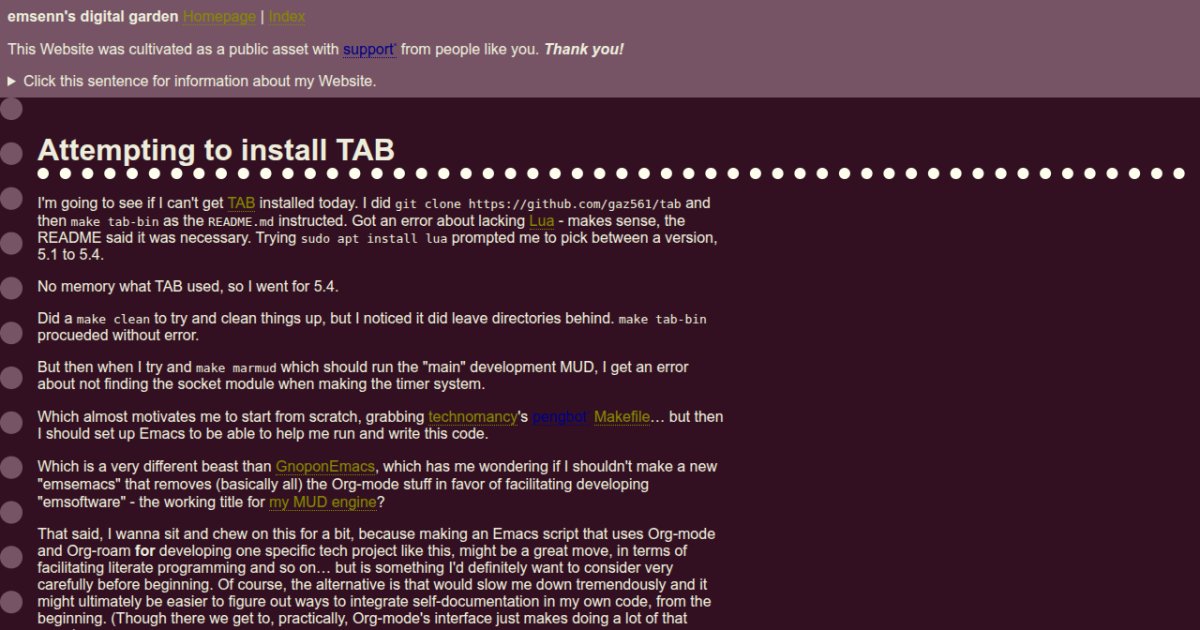 Attempting to install TAB