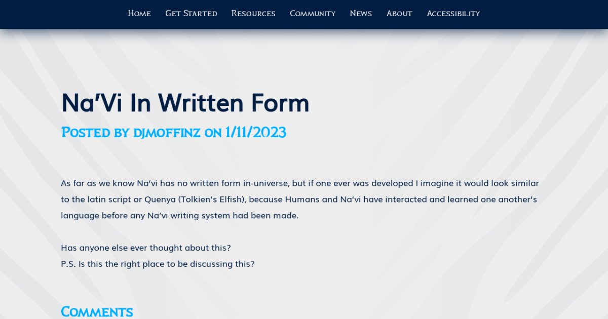 Na'vi Language Updates - Na’Vi In Written Form