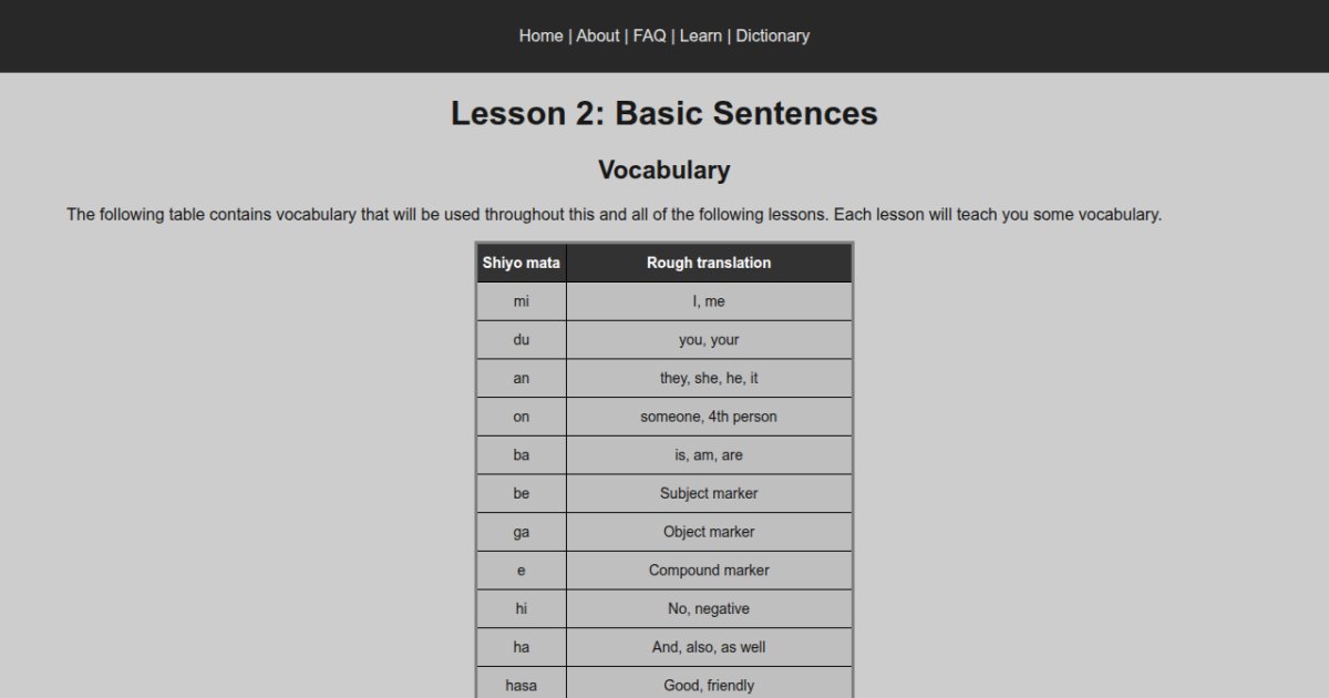 Basic Sentences | shiyo mata