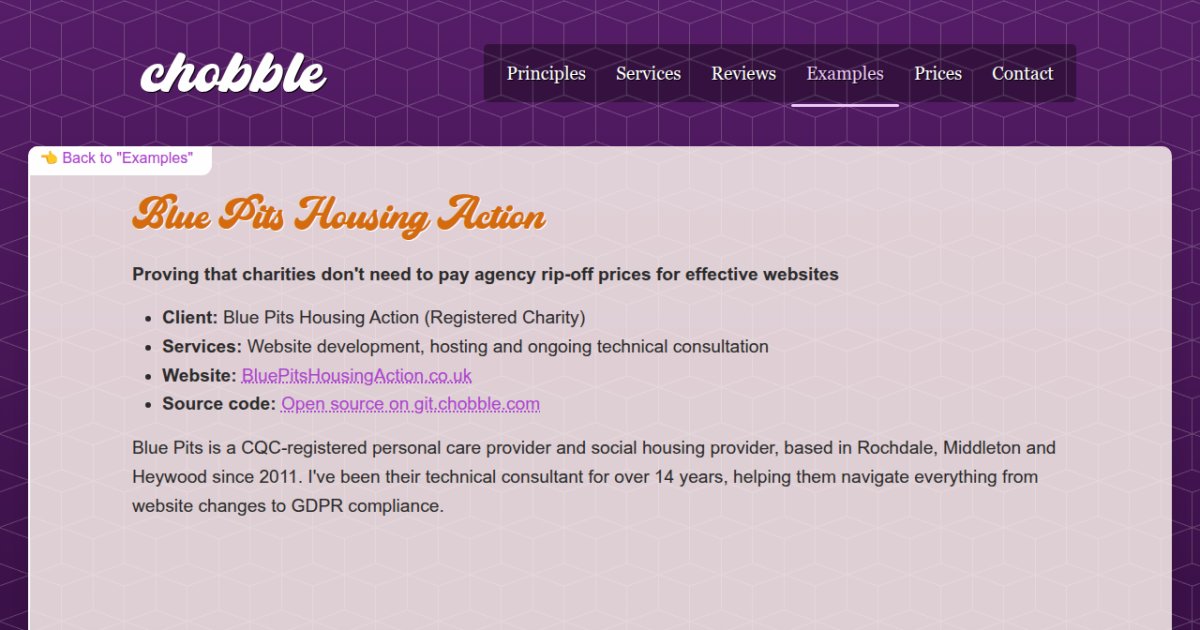 Blue Pits Housing Action | Charity Website | Chobble