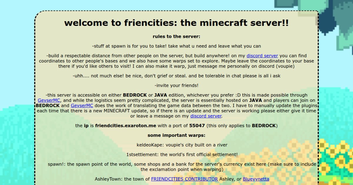 voupie minecraft server!