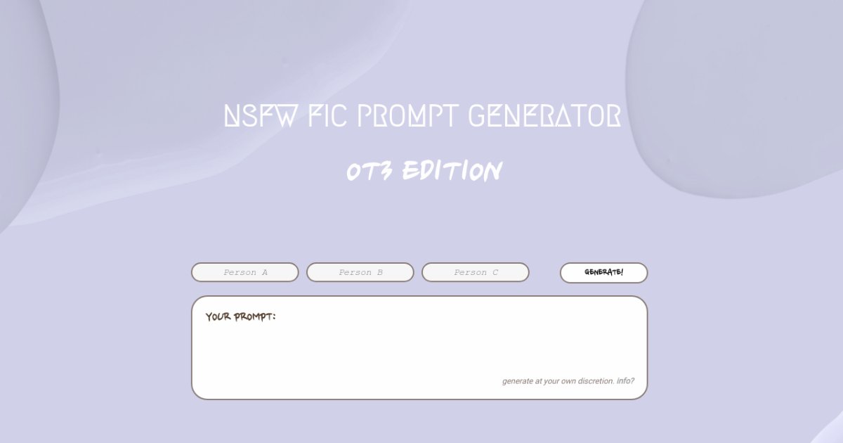 NSFW fic prompt generator 💦 (OT3 EDITION)