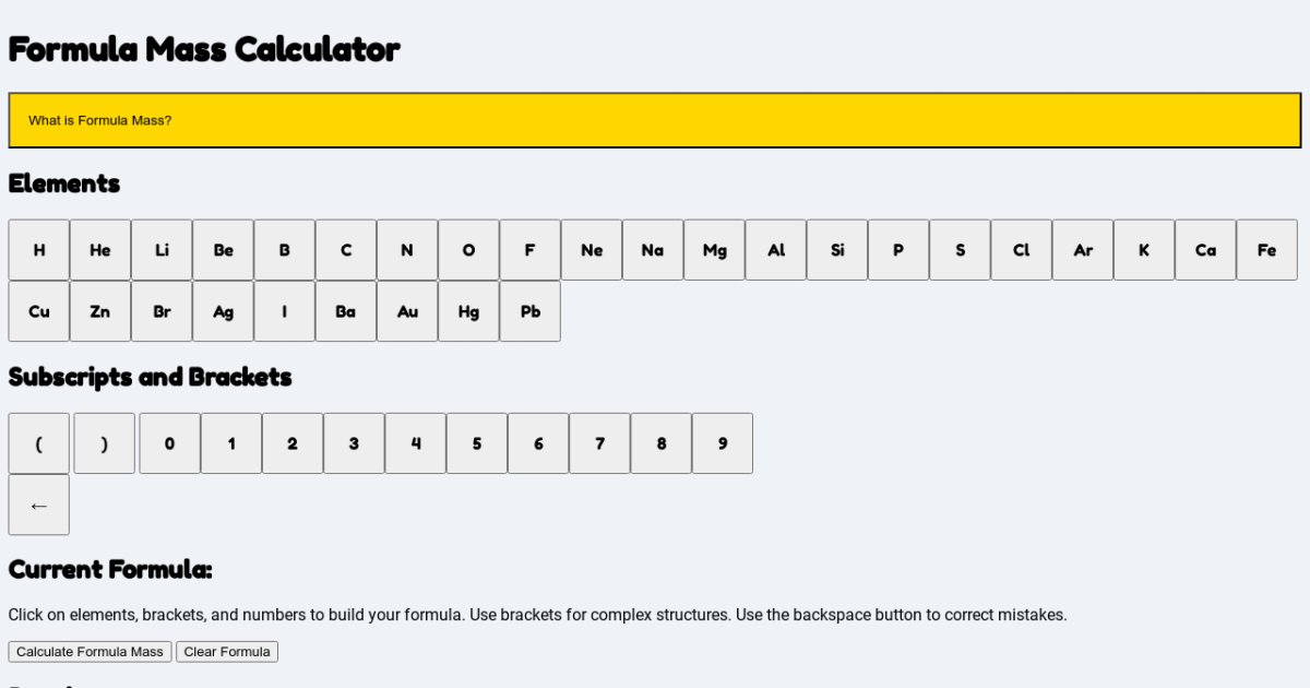 Formula Mass Calculator