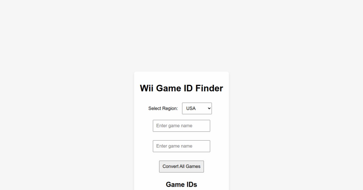 Wii Game ID Finder