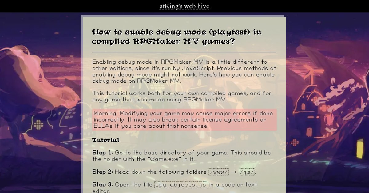 How to enable debug mode (playtest) in compiled RPGMaker MV games?