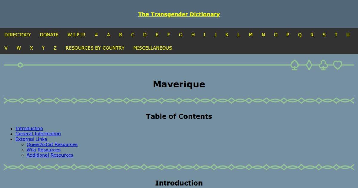 Maverique - The Transgender Dictionary
