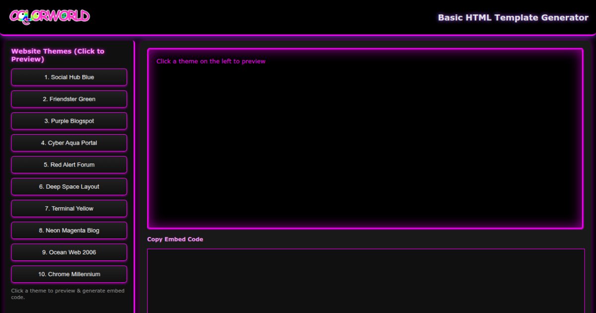 Color World – Basic HTML Template Generator.