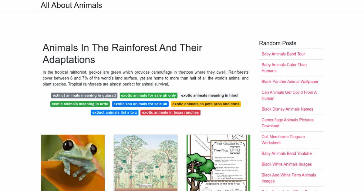 Animals In The Rainforest And Their Adaptations
