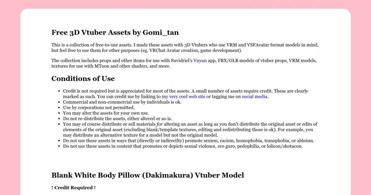 Gomi-tan's Free 3d Vtuber Assets
