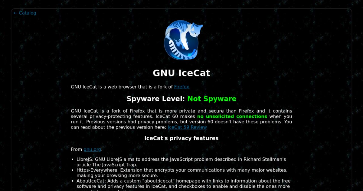 GNU IceCat — Spyware Watchdog