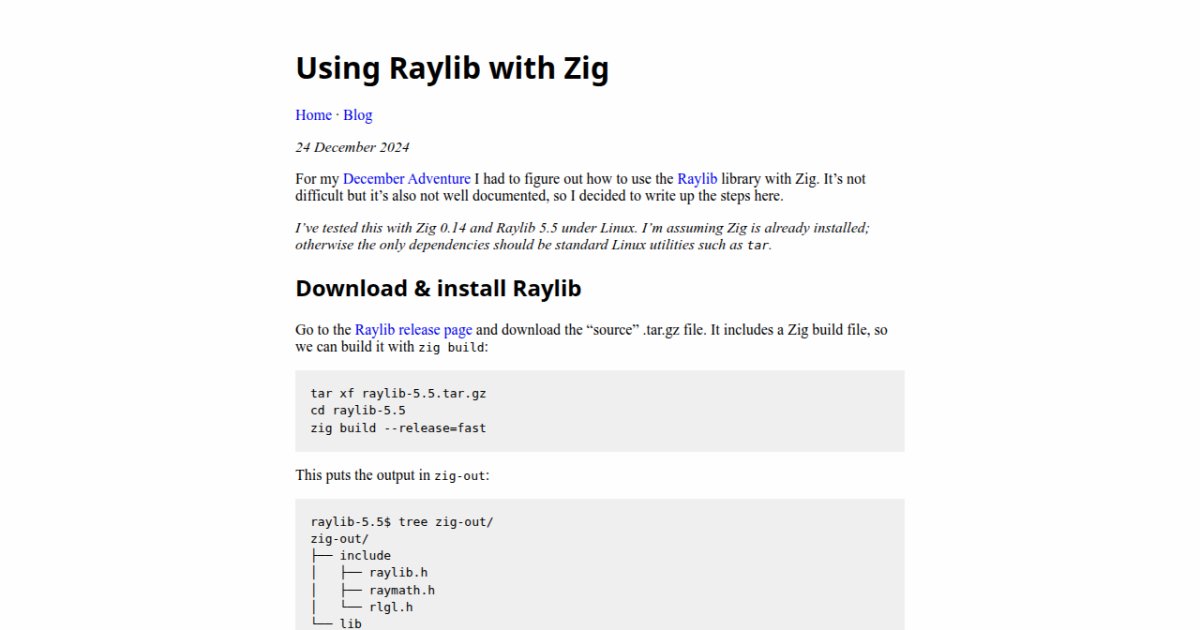 Using Raylib with Zig