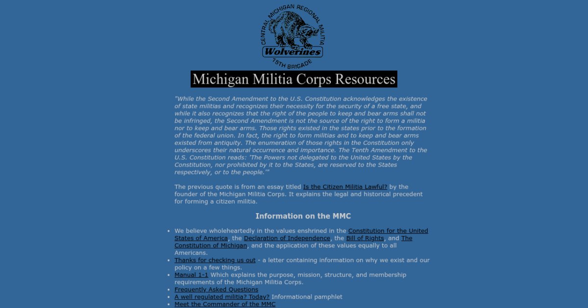 Michigan Militia Corps Resources