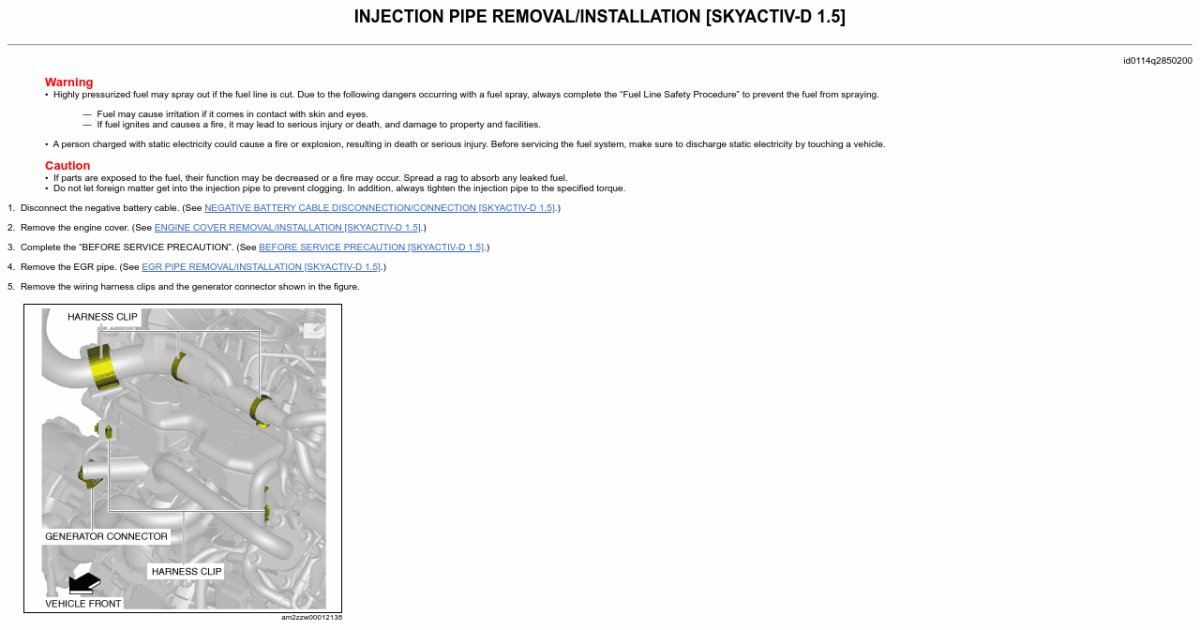 INJECTION PIPE REMOVAL/INSTALLATION [SKYACTIV-D 1.5]