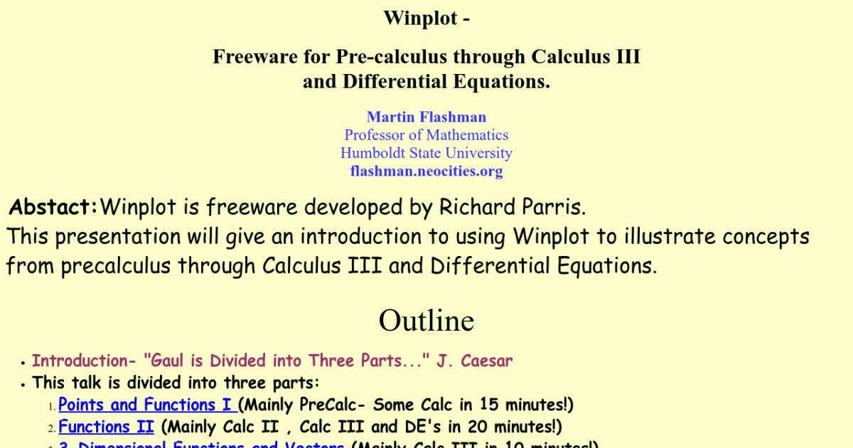 Winplot Introduction ICTCM, 2002