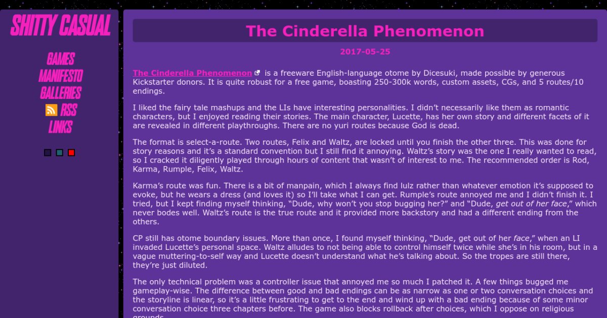 Shitty Casual: The Cinderella Phenomenon