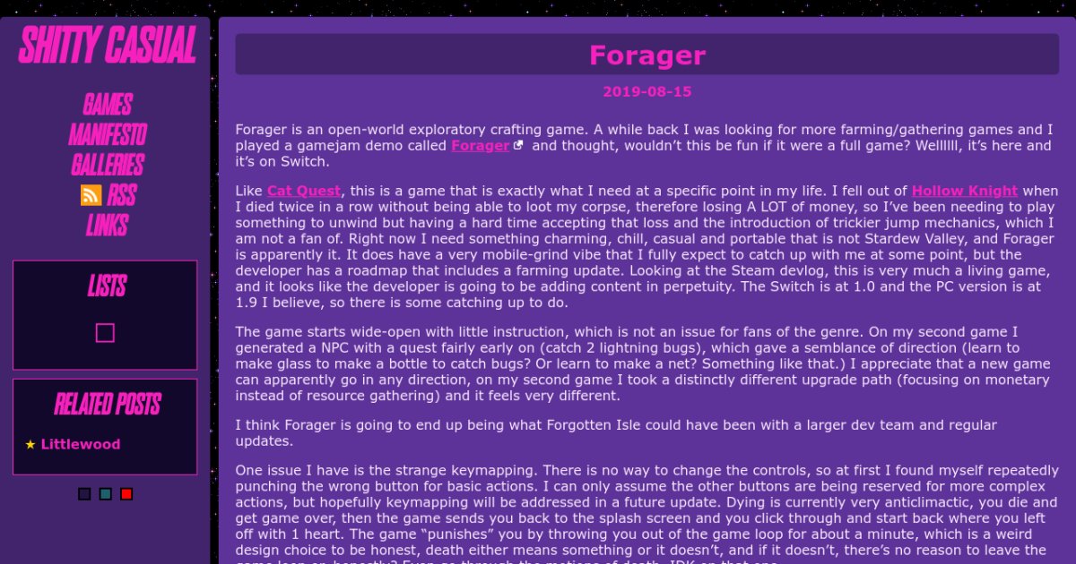 Shitty Casual: Forager