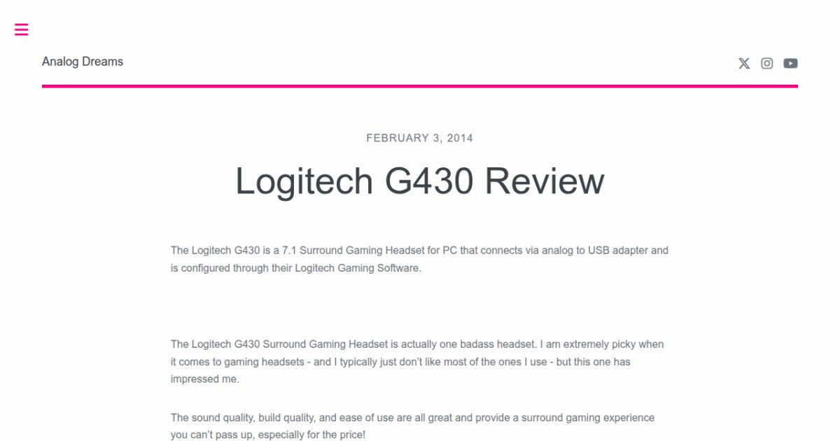 Logitech G430 Review - Analog Dreams