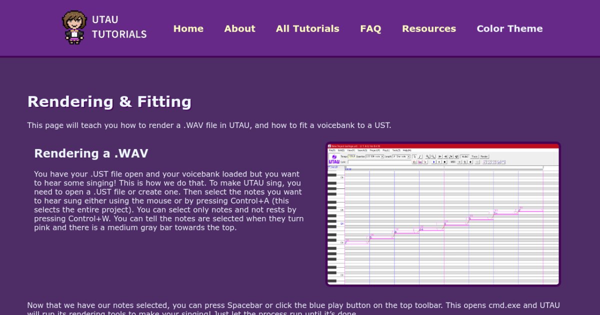 Rendering & Fitting - UTAU Tutorials for the modern user