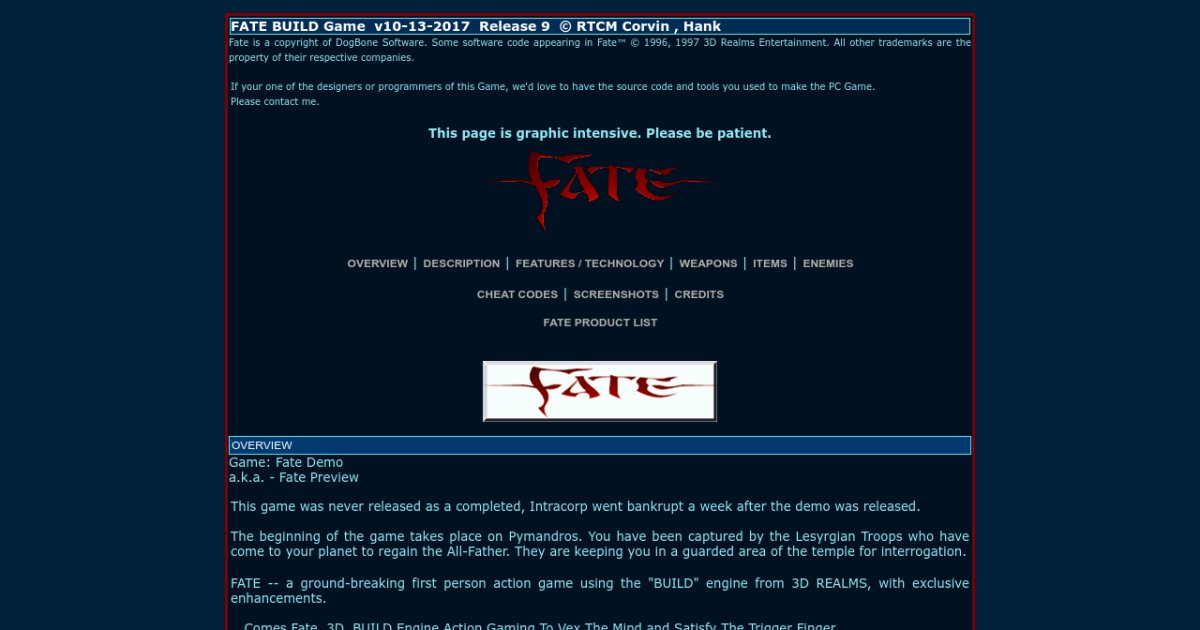 RTCM - Knowledge Base - Build Games - Fate
