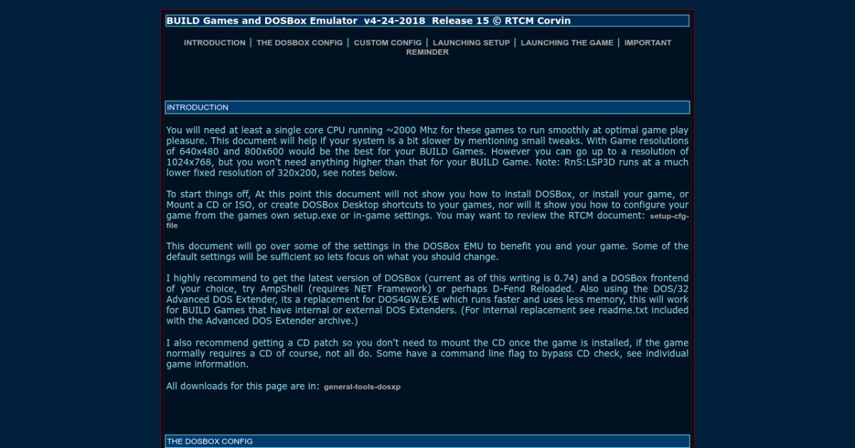 RTCM - Documents - BUILD Games and DosBox Emulator