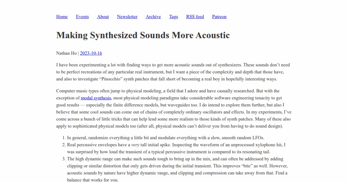 Making Synthesized Sounds More Acoustic | Nathan Ho