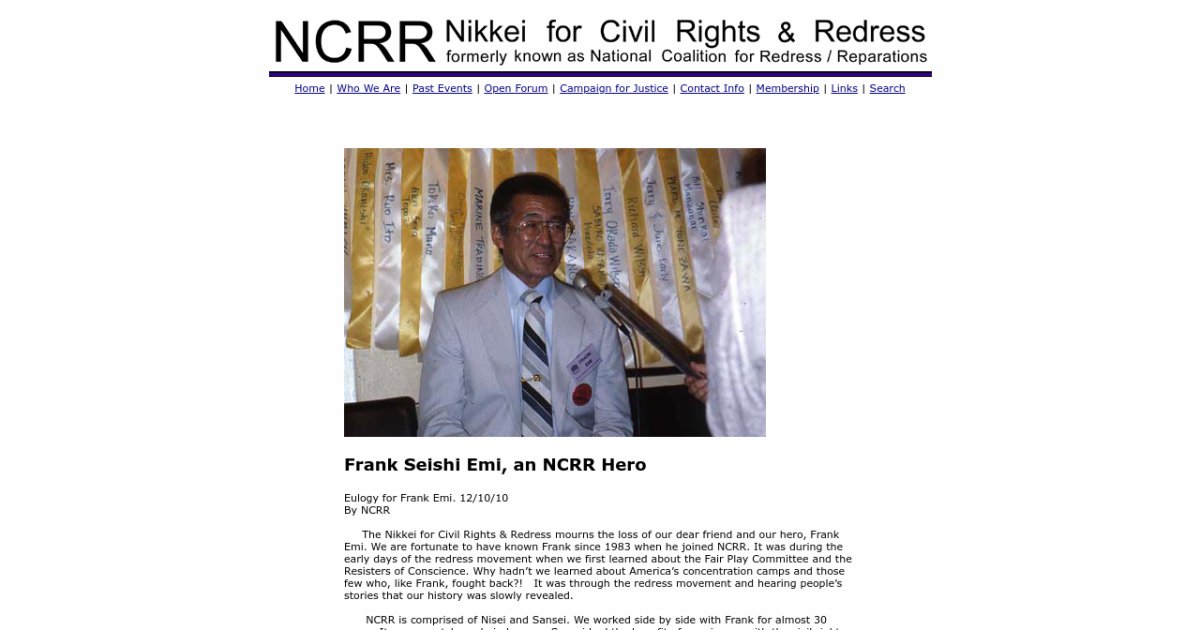NCRR - Nikkei for Civil Rights and Redress
