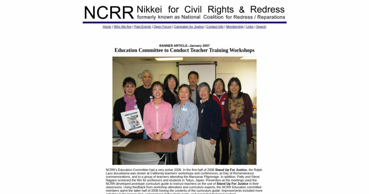 NCRR - Nikkei for Civil Rights and Redress