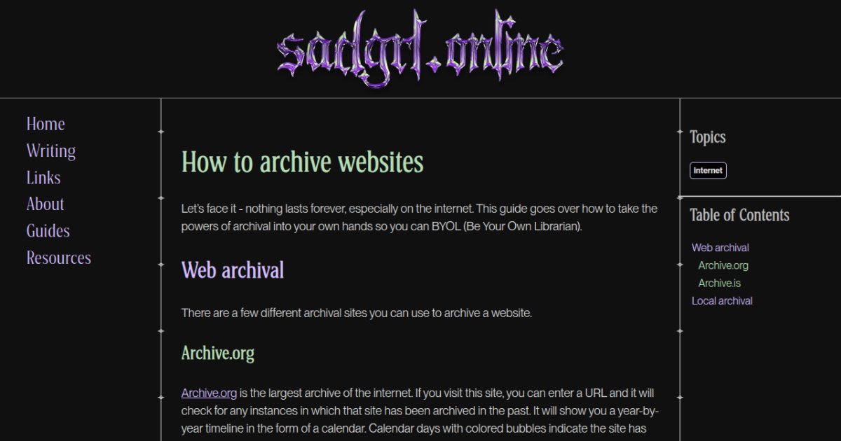 How to archive websites
