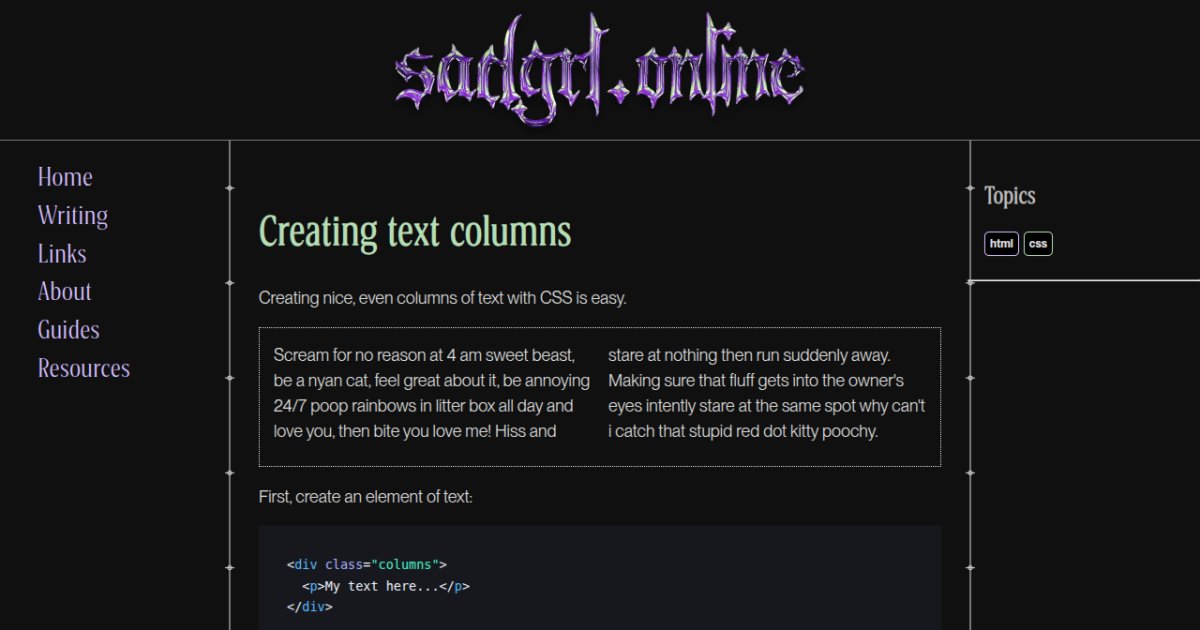 Creating text columns