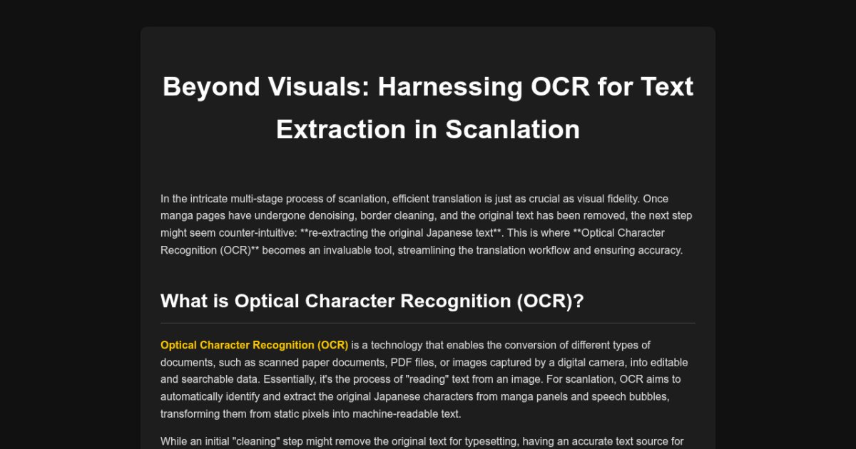 Beyond Visuals: Harnessing OCR for Text Extraction in Scanlation